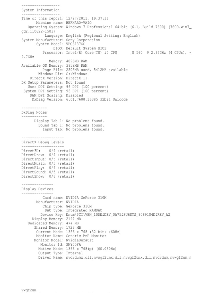 DX Diag | PDF | Codec | Device Driver