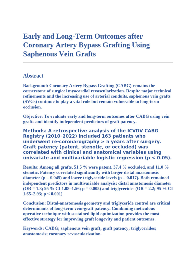 Bozic andjela | PDF | Coronary Artery Bypass Surgery | Medical Procedures