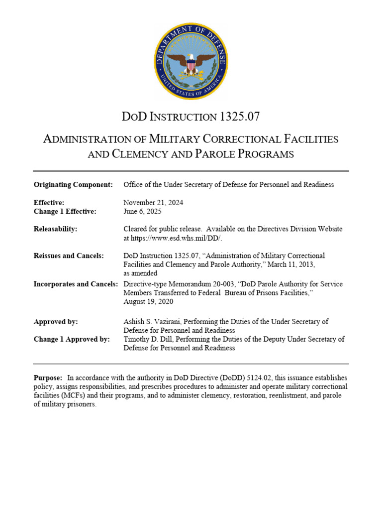 mil doc | PDF | United States Department Of Defense | Parole