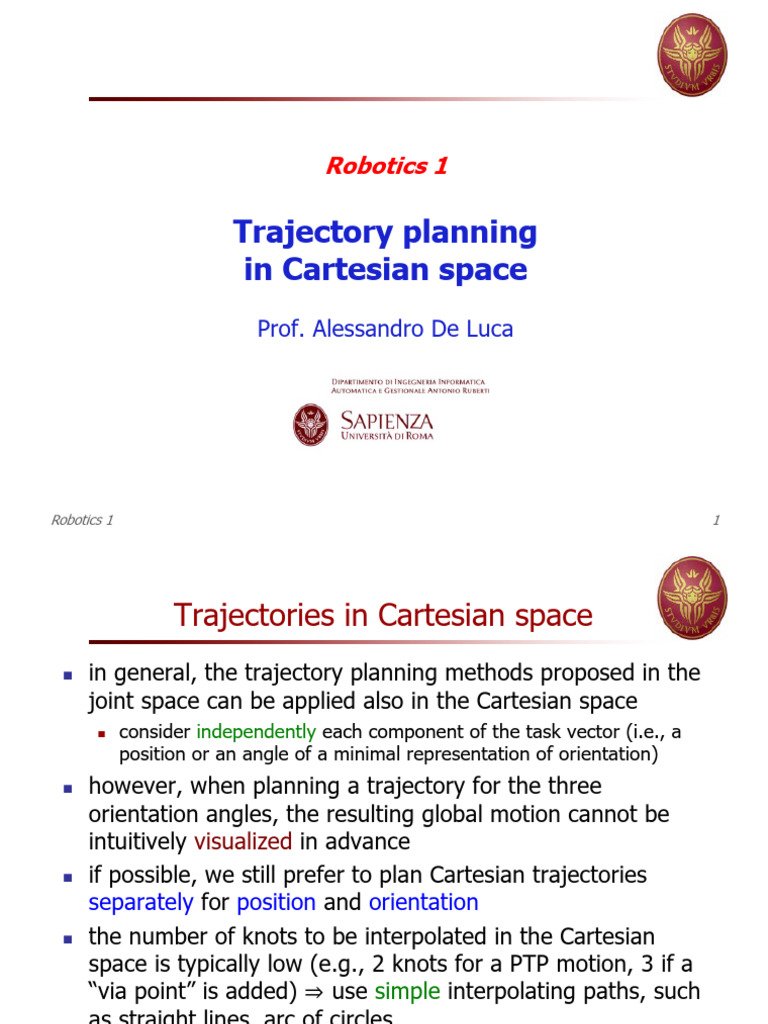 Cartesian Trajectory Planning in Robotics | PDF | Acceleration ...