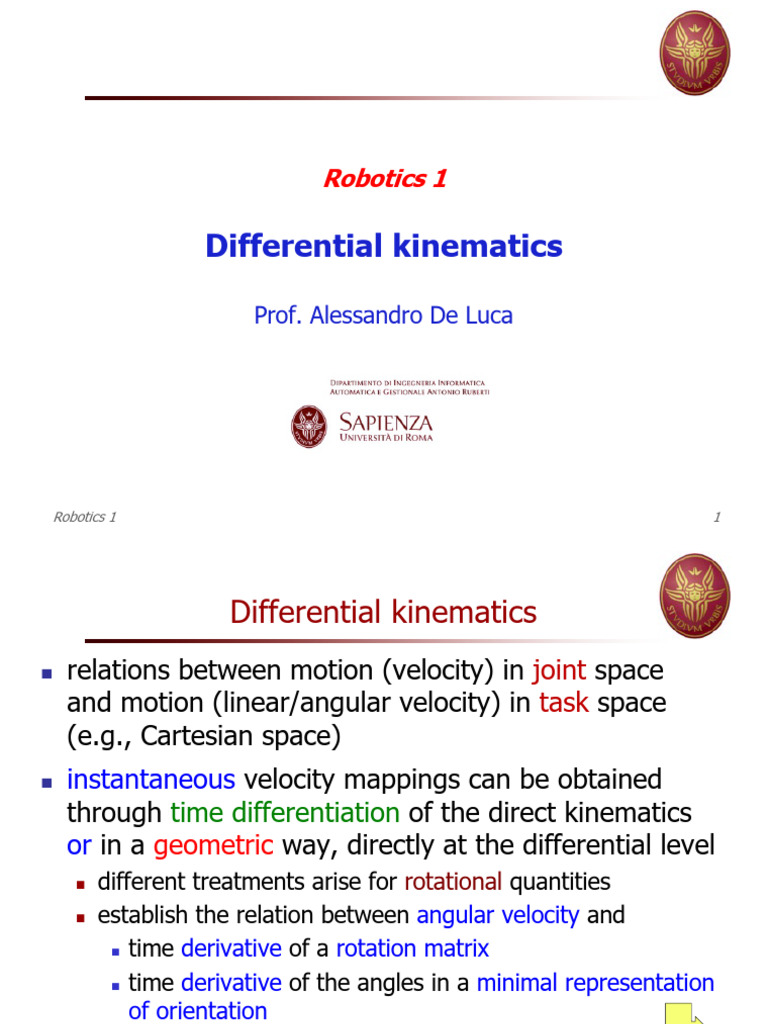 Differential Kinematics in Robotics | PDF | Linear Subspace | Kinematics