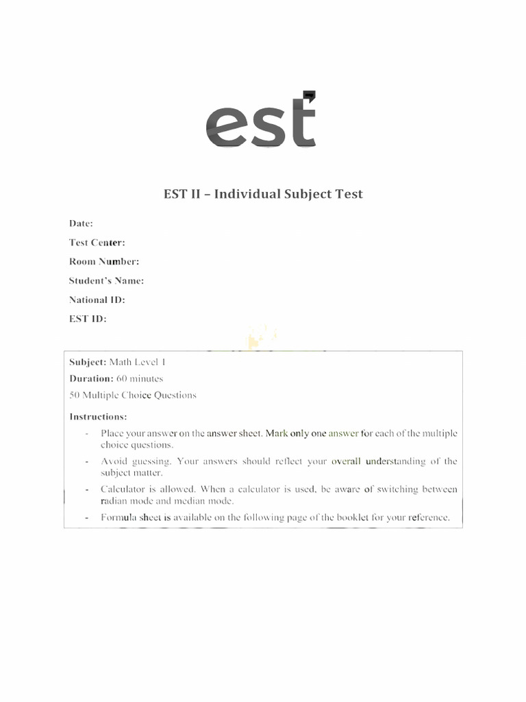 New Released EST2 January 2024 - Full Exam - Solution | PDF