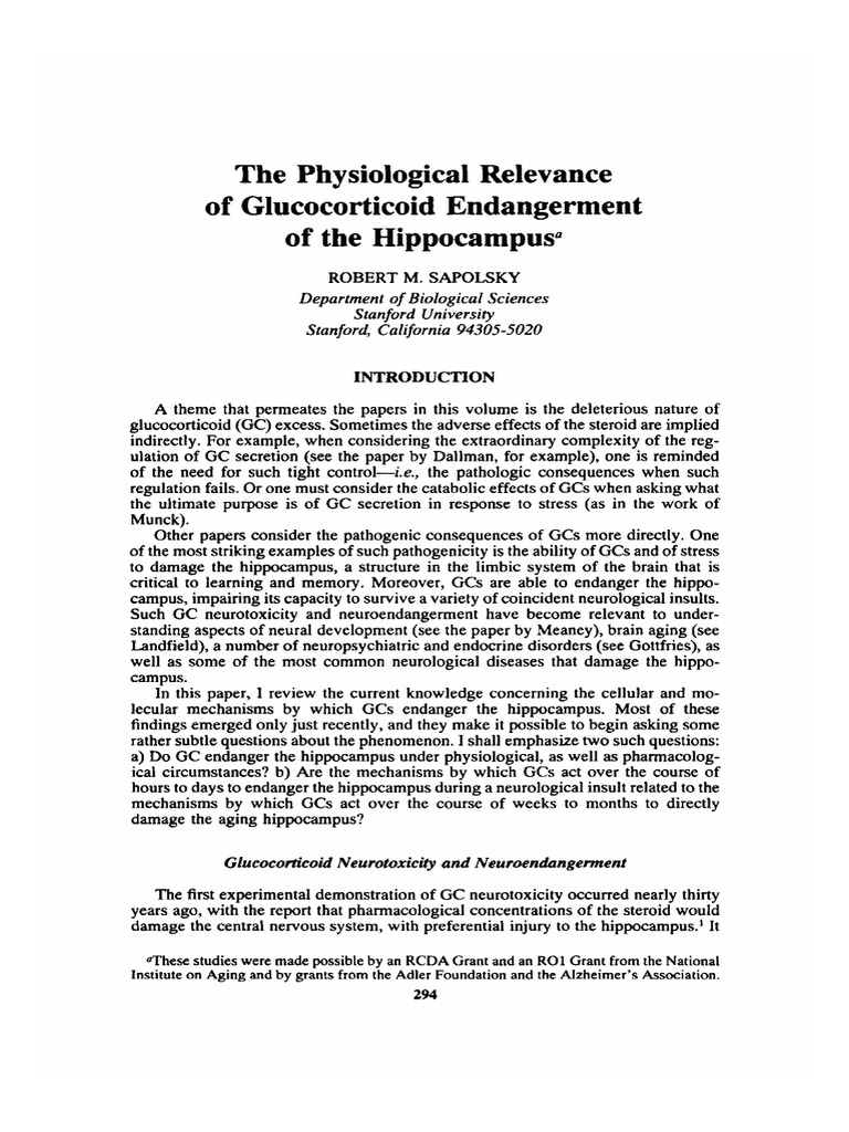 Ann NY Acad Sci - November 1994 - SAPOLSKY - The Physiological ...