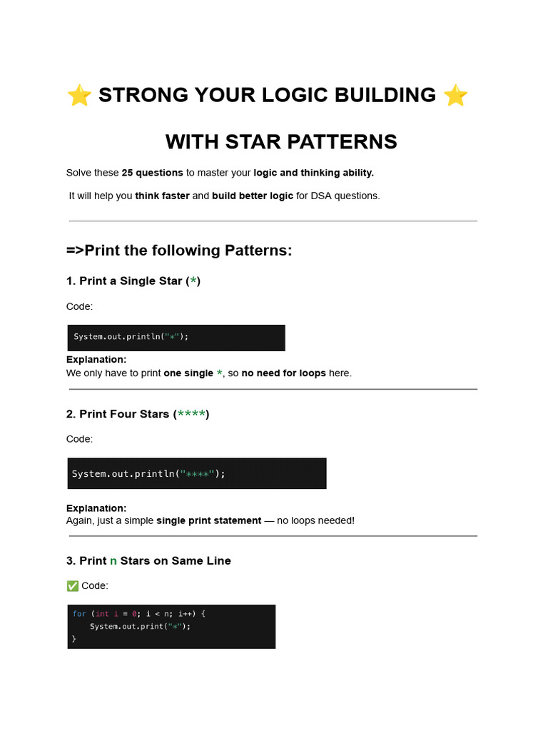 Master Logic with Star Patterns | PDF | Computer Programming | Software ...