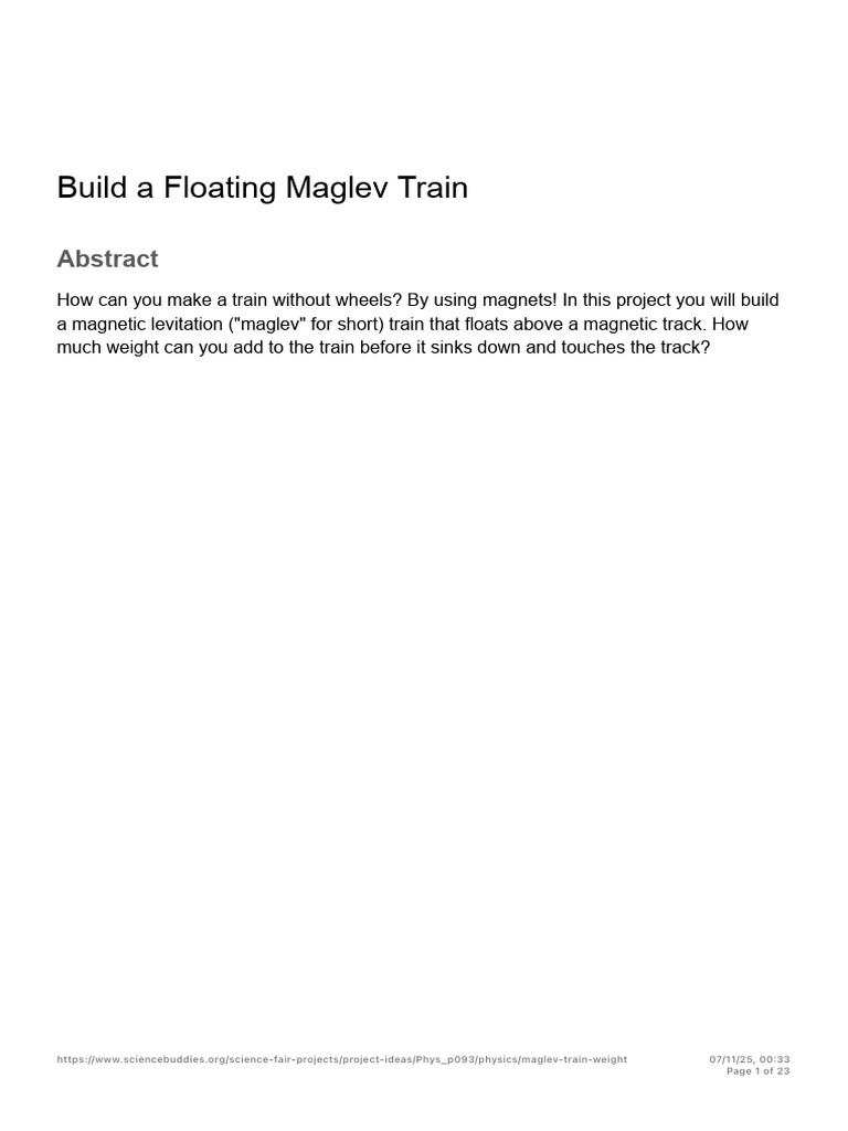 Build A Magnetic Levitating (Maglev) Train - Science Project | PDF ...