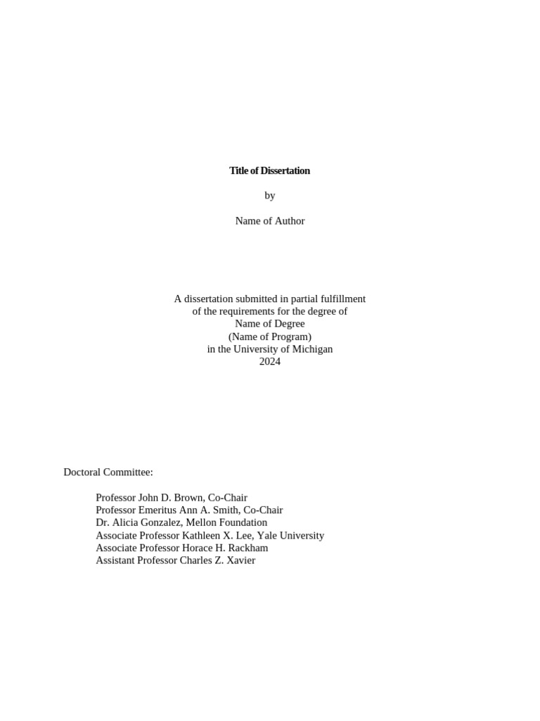 Dissertation Template for U-M Students | PDF | Table Of Contents | Tag ...