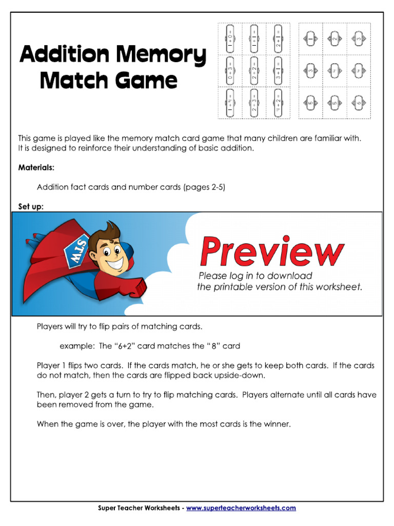 Addition Matching Game Sums To 10 | PDF