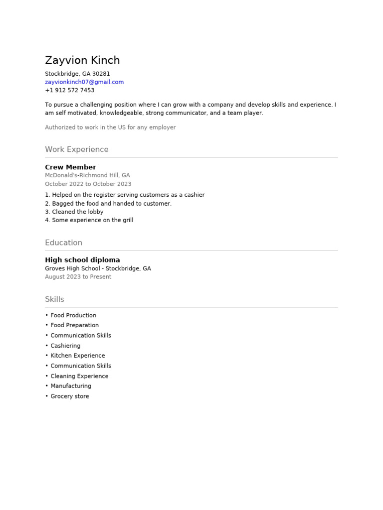 Zayvion Kinch | PDF