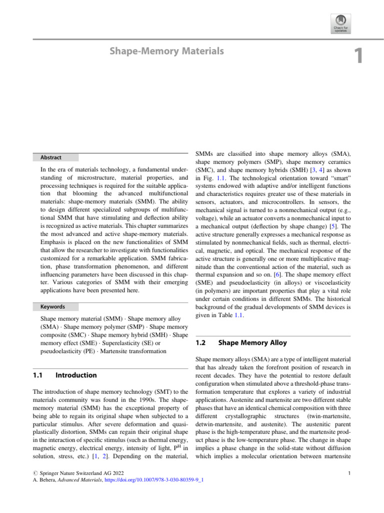 978-3-030-80359-9_1 | PDF | Shape Memory Alloy | Sintering