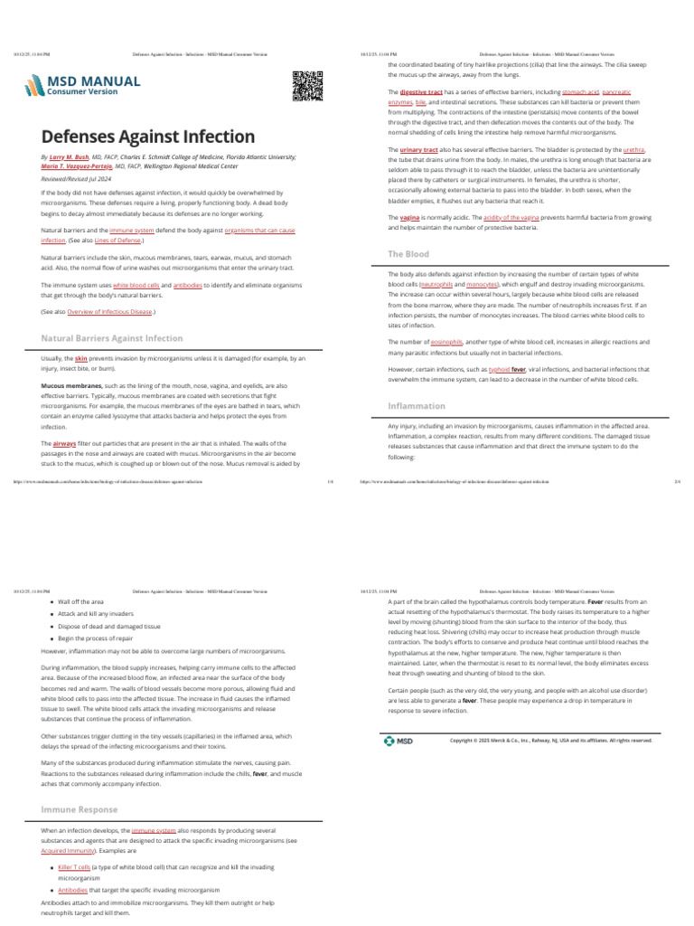 Defenses Against Infection - Infections - MSD Manual Consumer Version ...