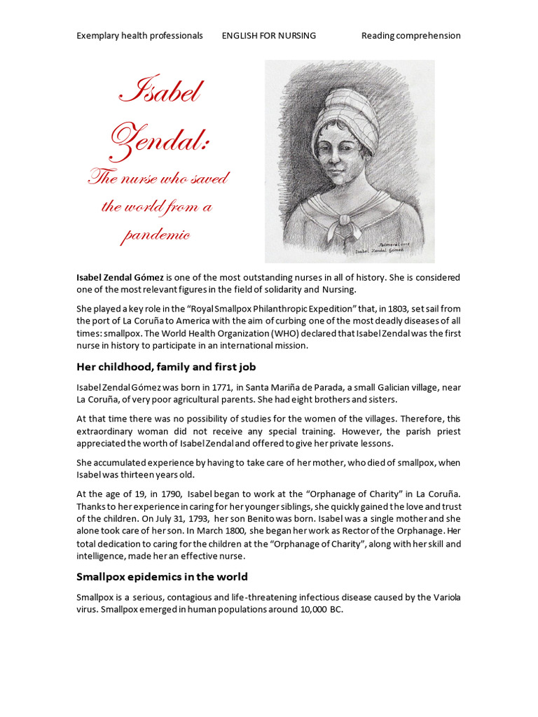 Isabel Zendal first international nurse_Reading text | PDF | Smallpox ...