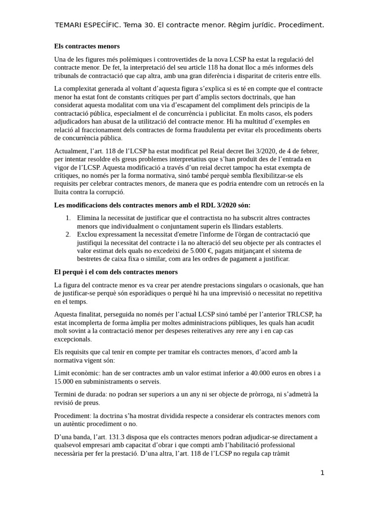 T30 Contracte Menor | PDF