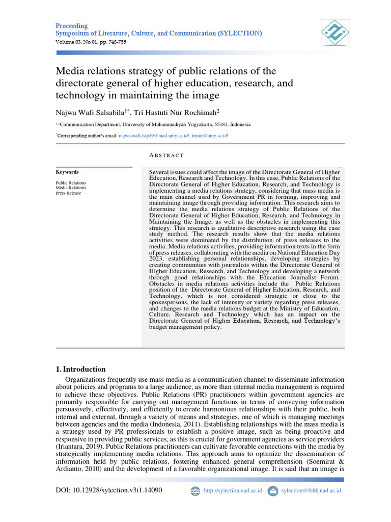 Media Relations Strategy of Public Relat | PDF | Public Relations | News
