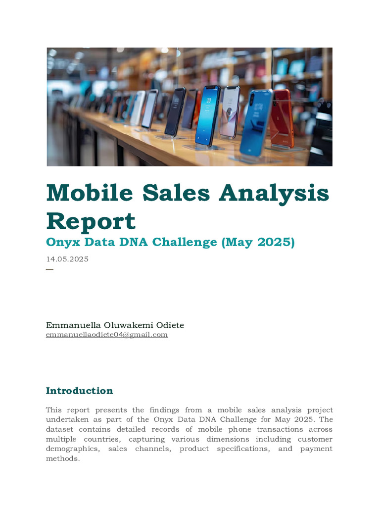 Mobile Sales Analysis Report | PDF | Brand | Apple Inc.