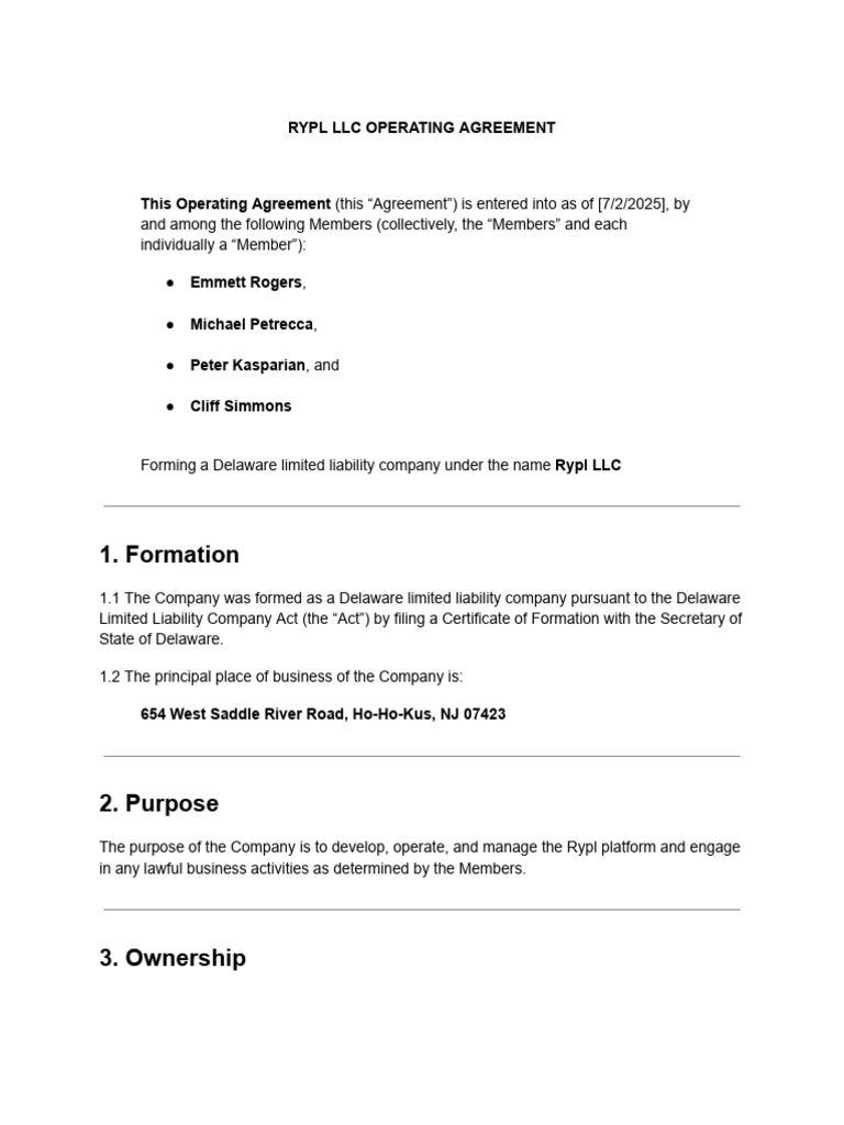 Operating Agreement | PDF | Limited Liability Company | Justice