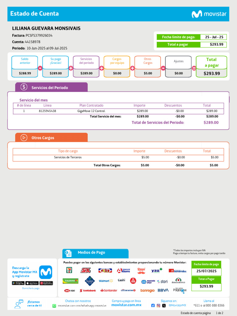 Factura Jul 20 | PDF | Economias