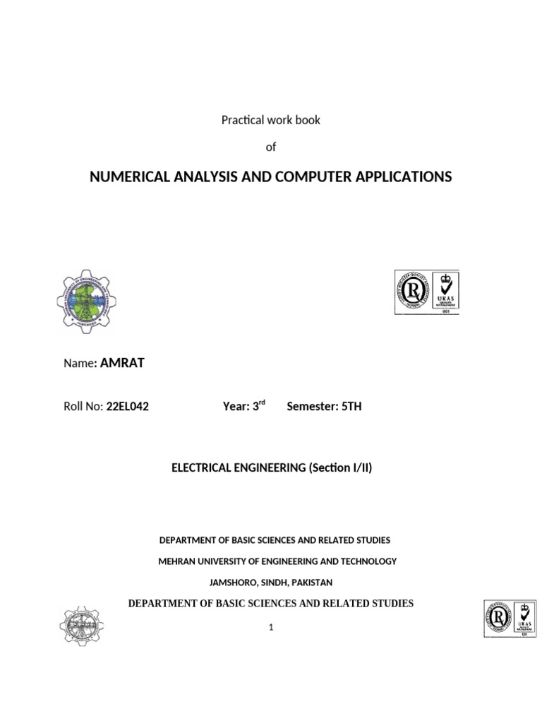 22el068 Naca Lab Manuals Complete | PDF | Numerical Analysis | Algorithms And Data Structures