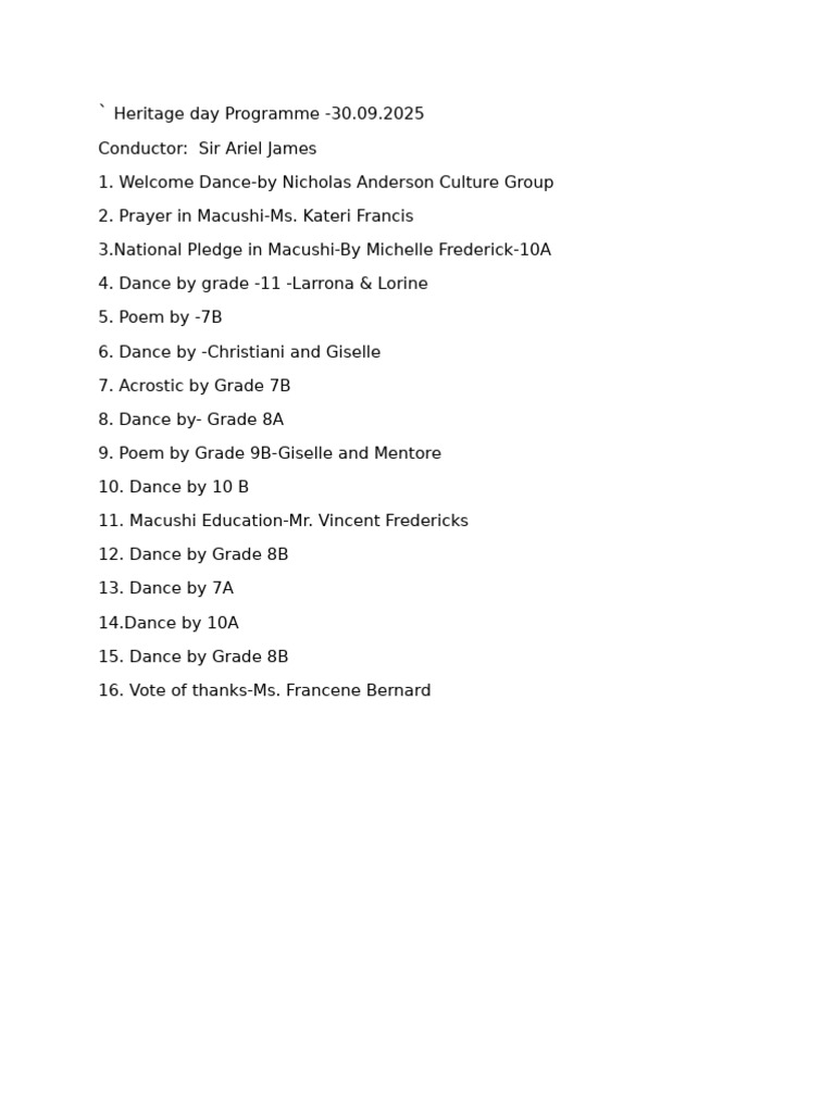 Heritage Program For Morning | PDF