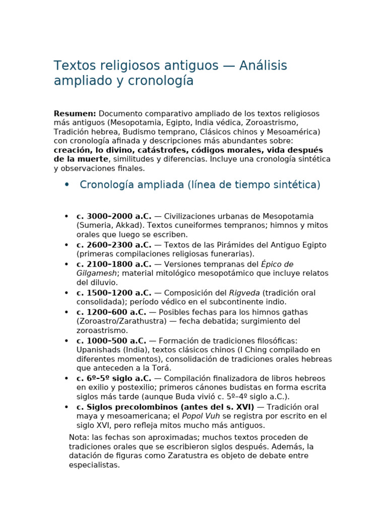Textos Religiosos Antiguos - Análisis Ampliado Y Cronología | PDF | Monoteísmo | Creencia ...