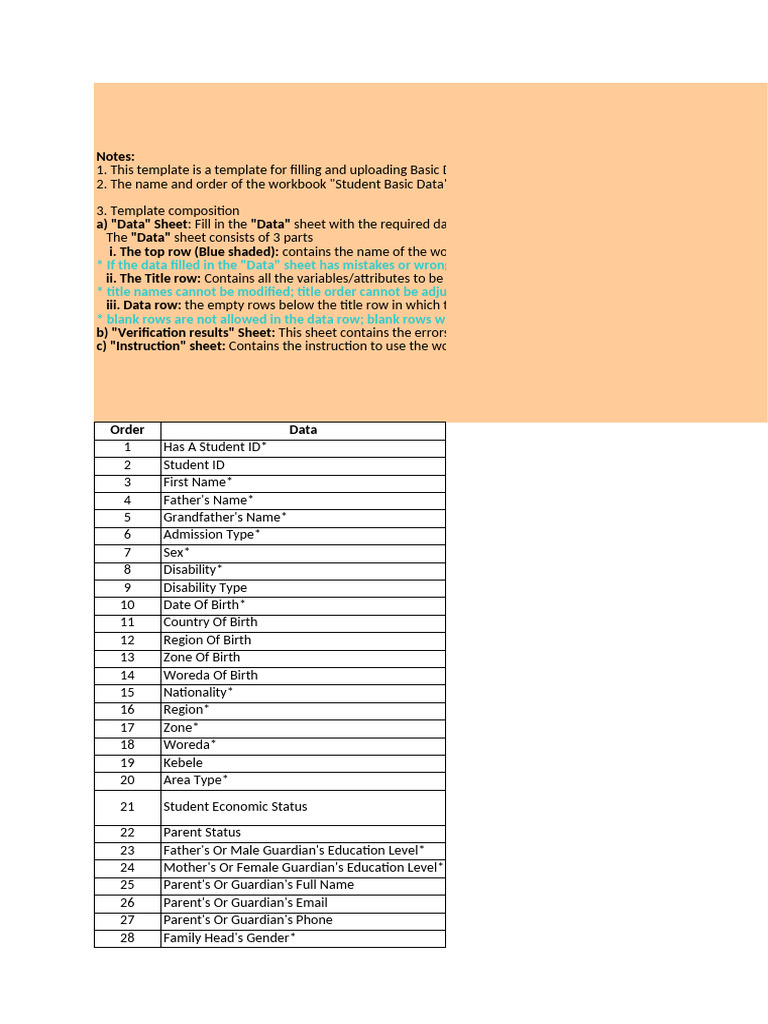 Student Basic Data Collection Template | PDF | Behavioural Sciences ...
