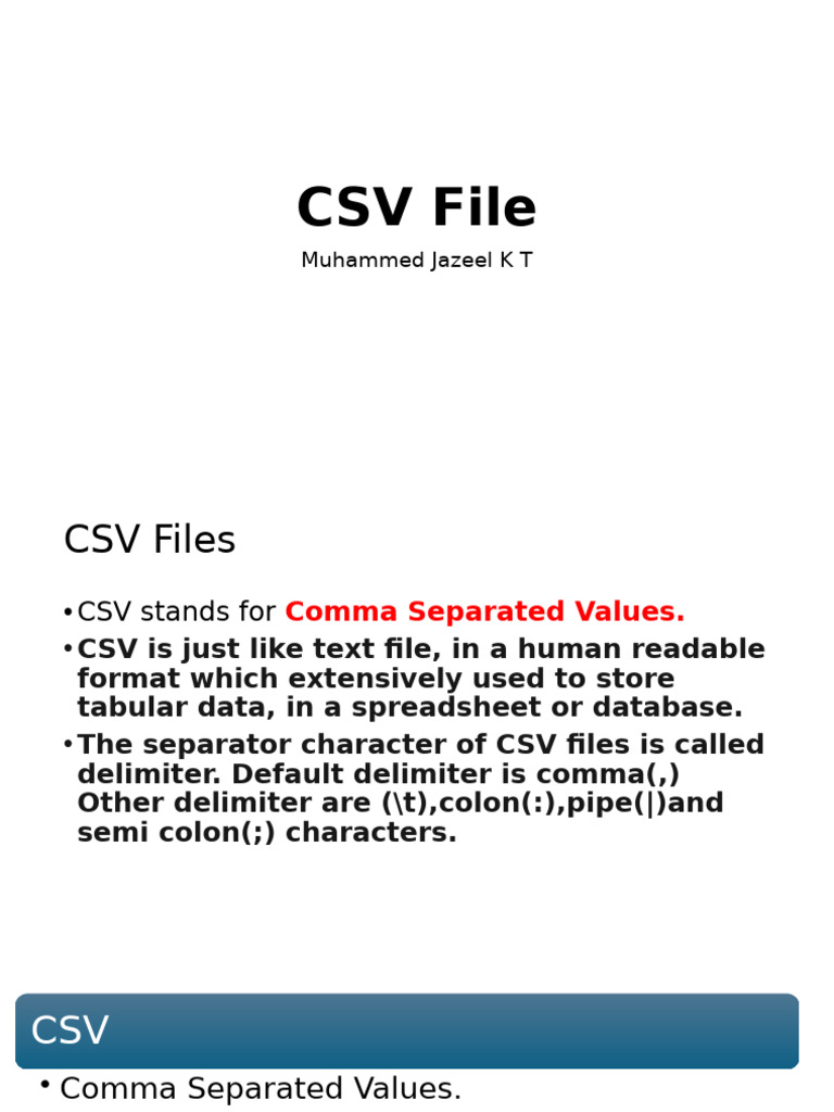 CSV File | PDF