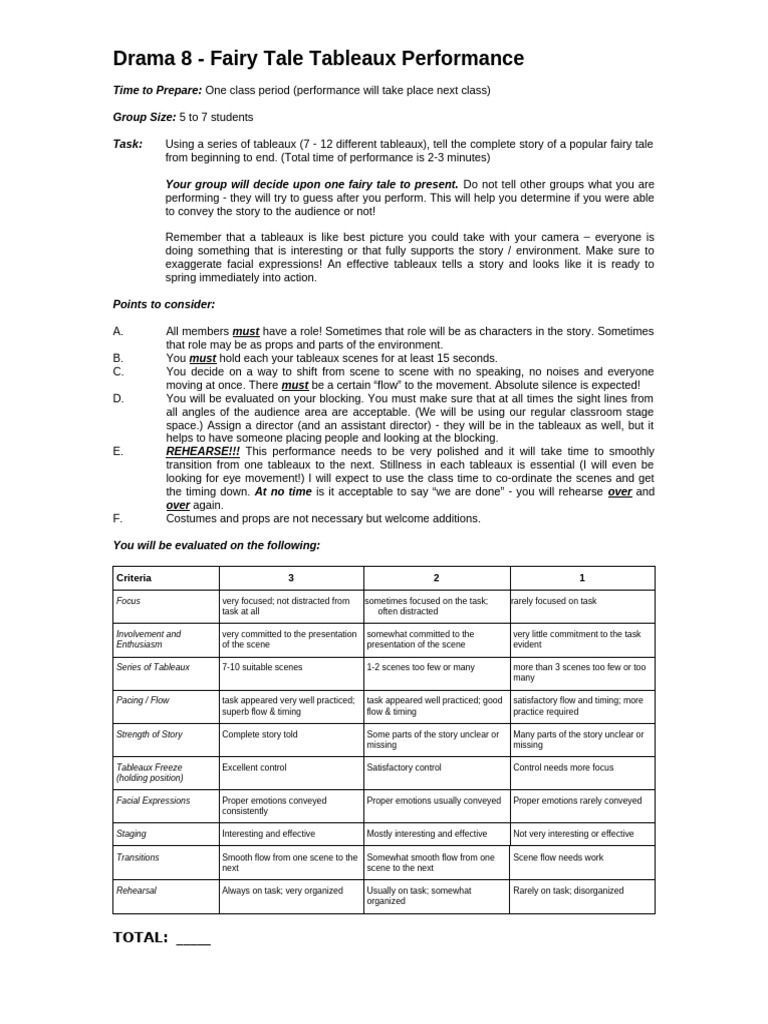 Fairy Tale Tableaux Performance Guide | PDF