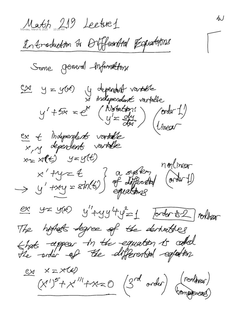 Math 219 Lectures | PDF