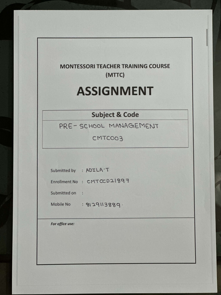 Pre School Management CMTC003 | PDF