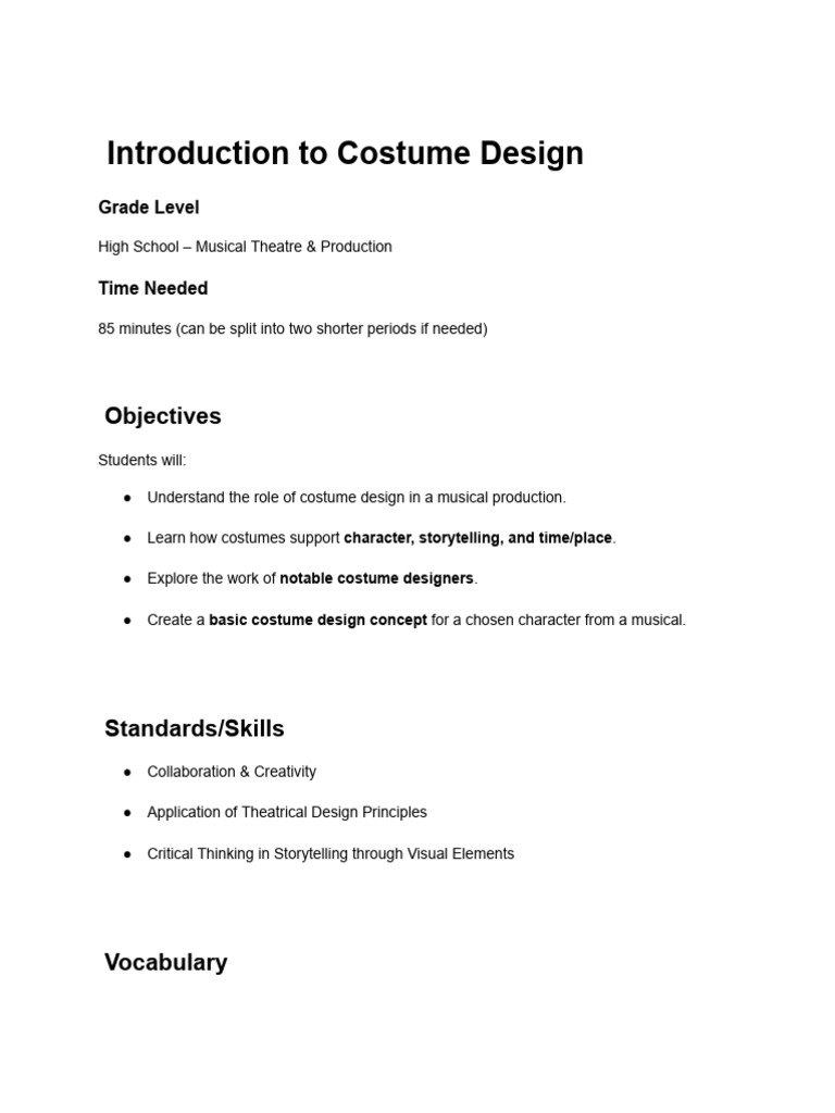 Introduction to Costume Design | PDF | Costume Design | Costume