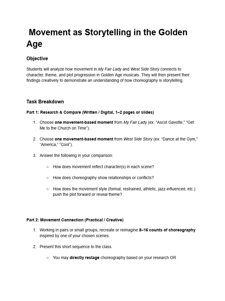 Movement As Storytelling in The Golden Age | PDF