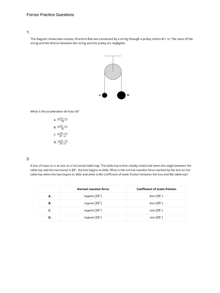 Forces Practice | PDF