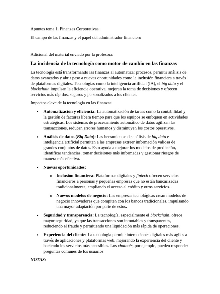 Impacto de la Tecnología en Finanzas | PDF | Big Data | Tecnología ...