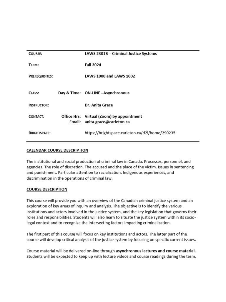 Course Outline 2301B - Fall 2024 | PDF | Plagiarism | Attention Deficit ...