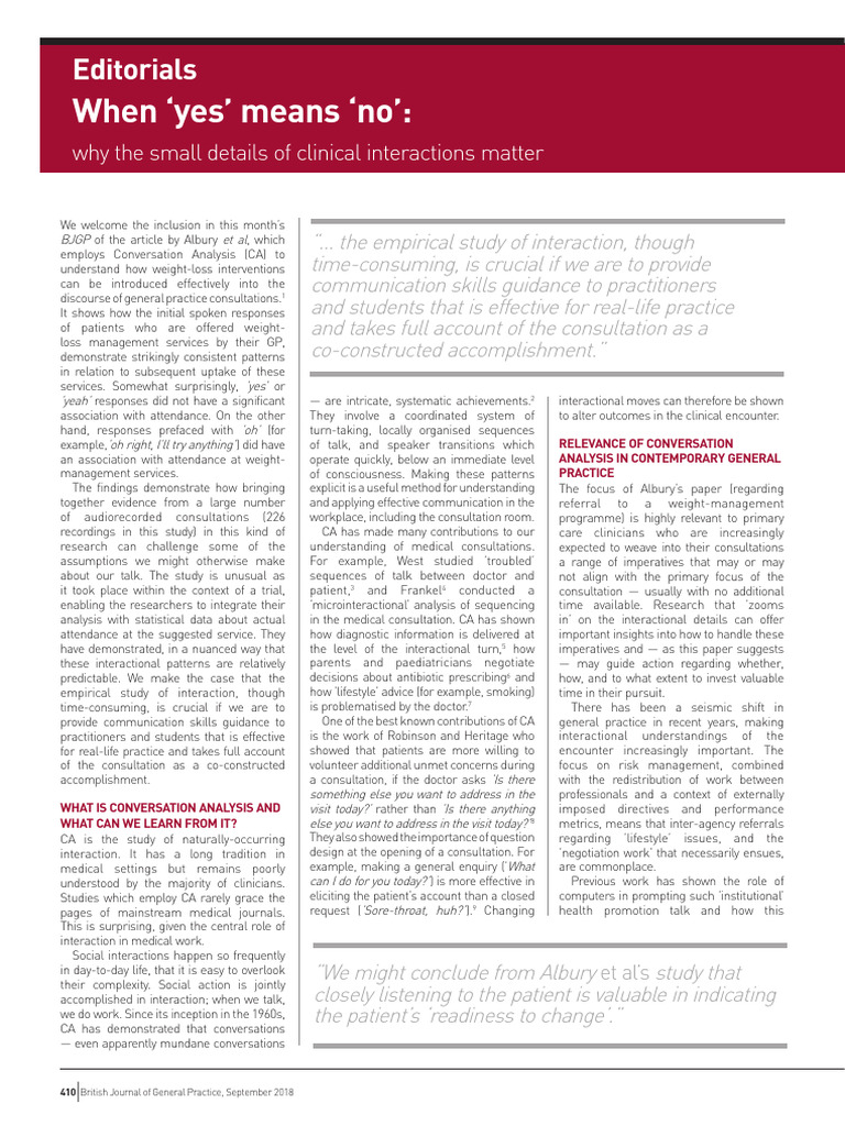 When Yes' Means No' - Why The Small Details of Clinical Interactions ...