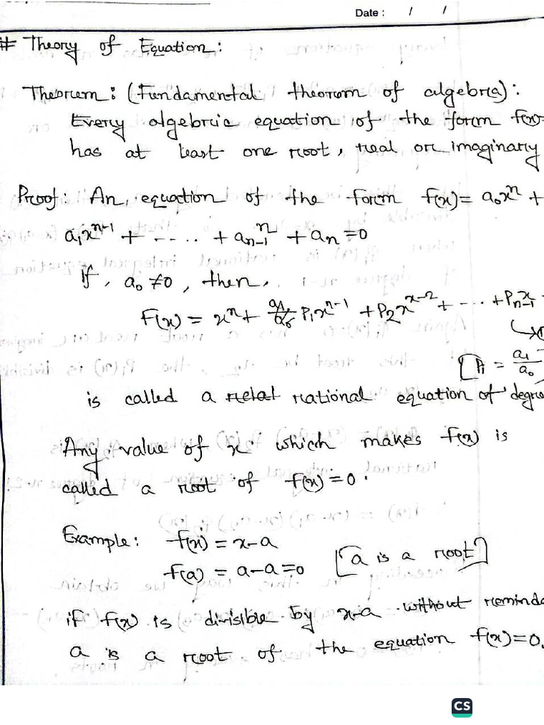 Theory of Equation | PDF