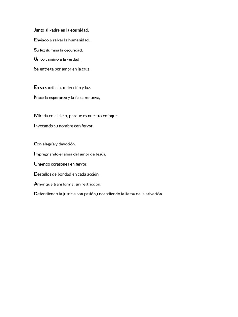 ACROSTICO Jesùs en Mi Ciudad | PDF