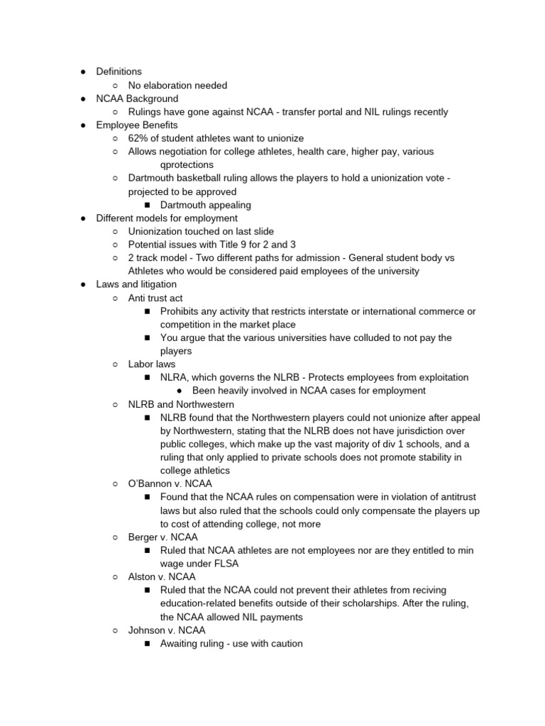 March Brief | PDF | National Collegiate Athletic Association | Employment