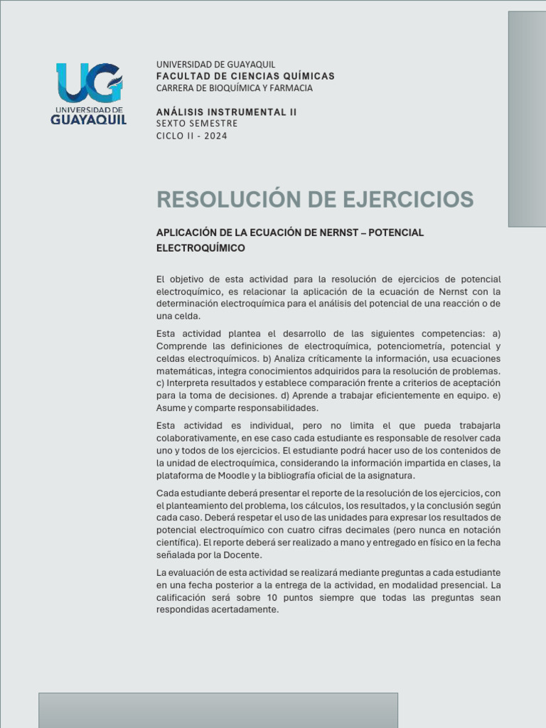 Ejercicios Nernst_AI2 | PDF | Electroquímica | Ciencias fisicas