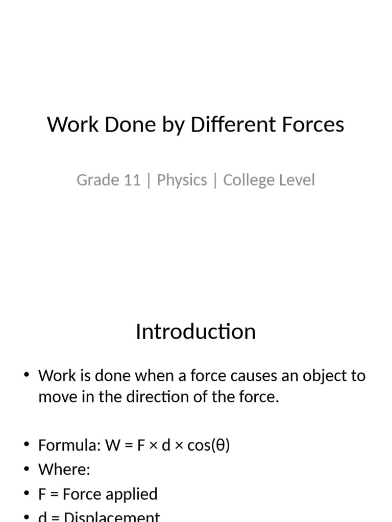 Work Done by Different Forces | PDF