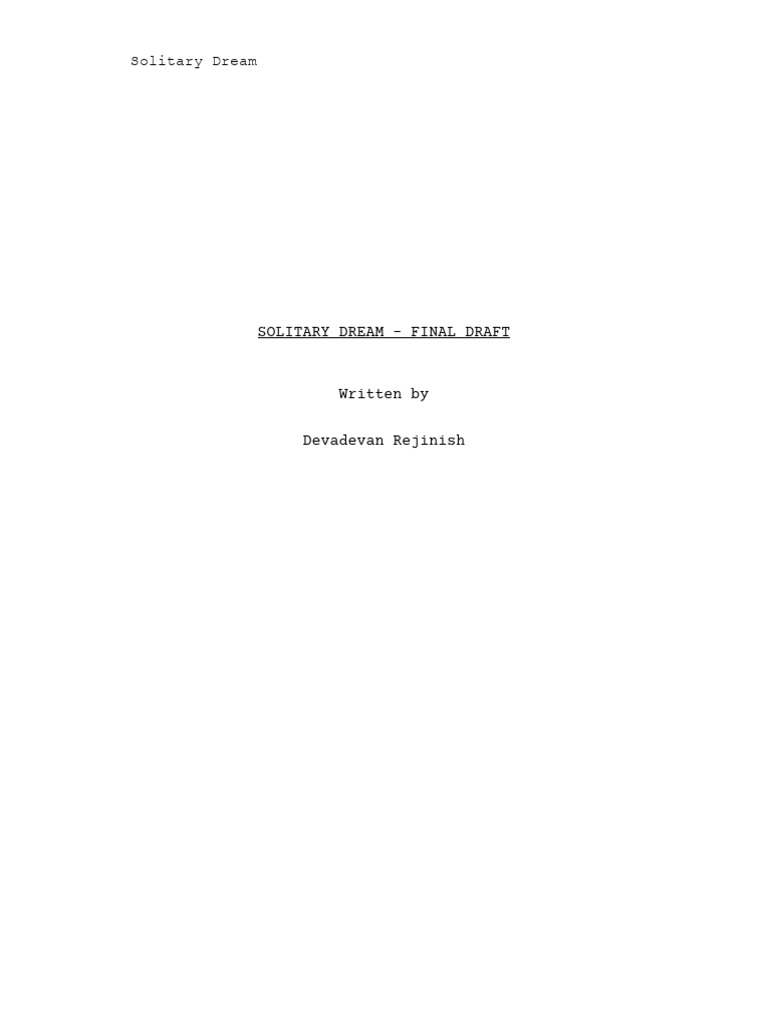 Solitary Dream - Final Draft (1) | PDF