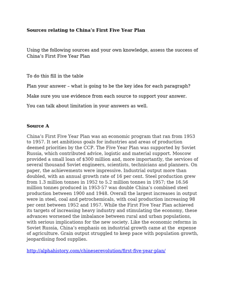 Documents For The First Five Year Plan | PDF | Economies