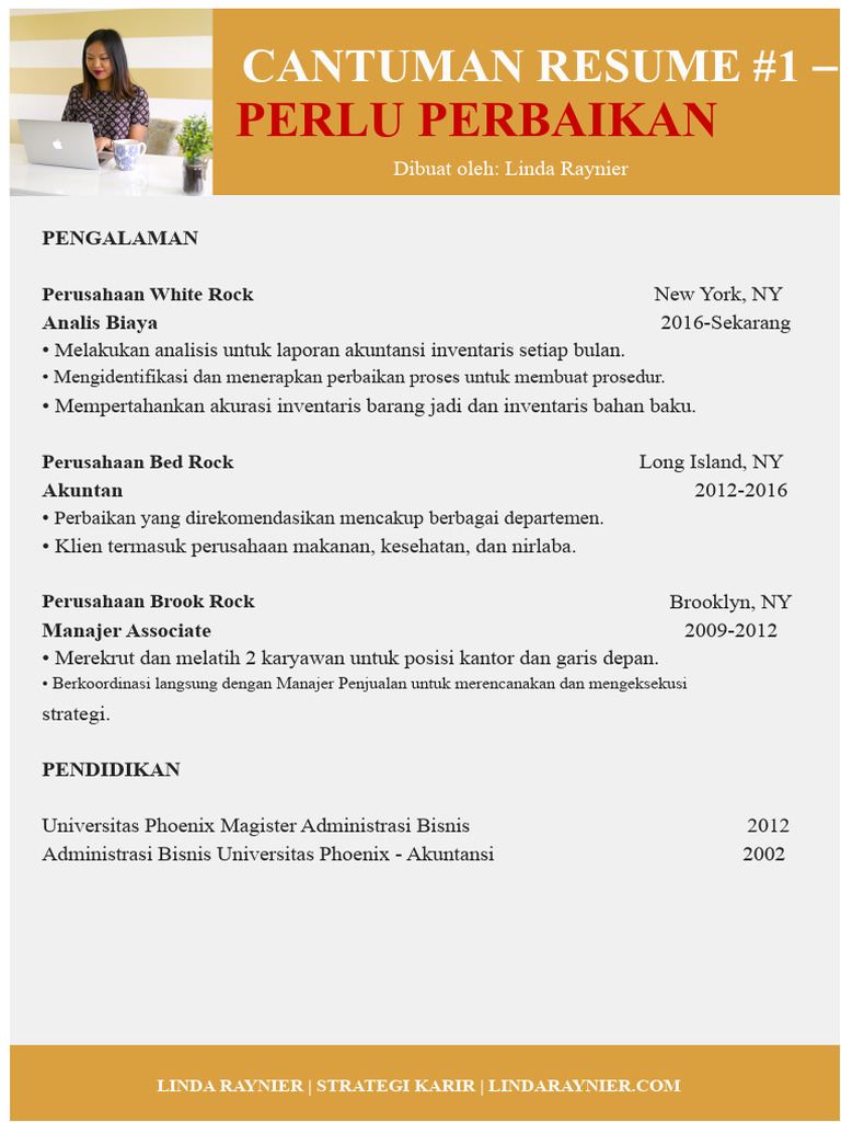 Contoh Resume Profesional untuk Perbaikan | PDF