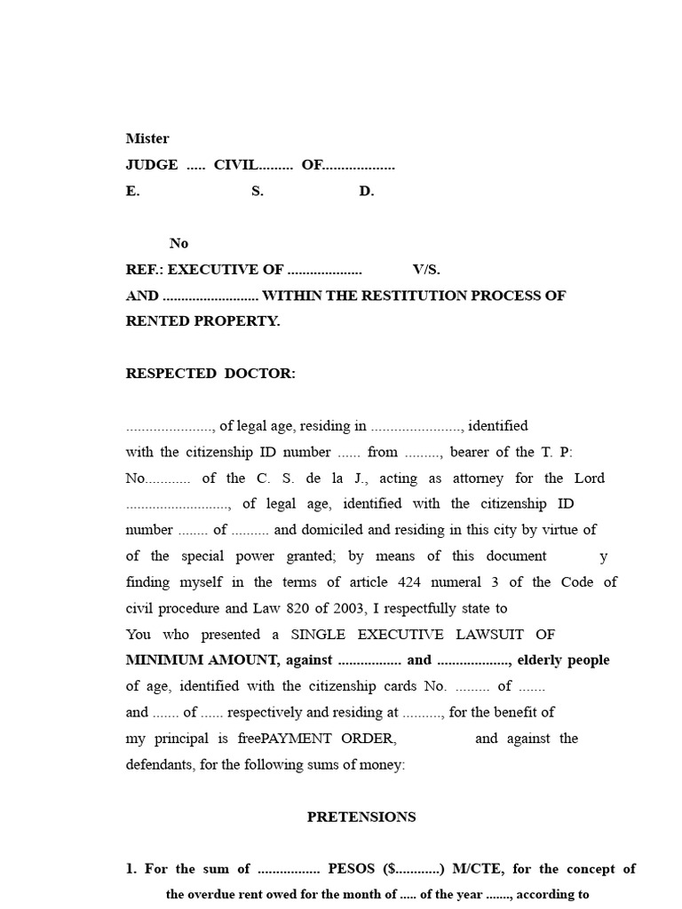 Executive Within Property Restitution Process | PDF | Lease | Lawsuit