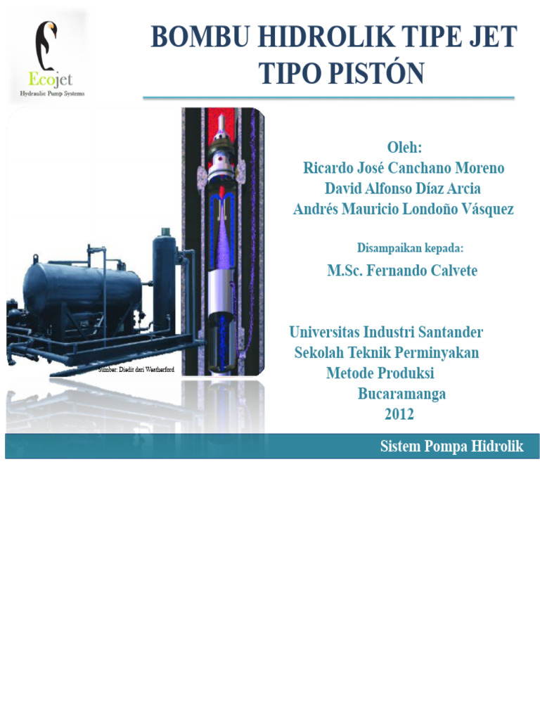 Pompa Hidrolik jenis Jet dan jenis Piston | PDF