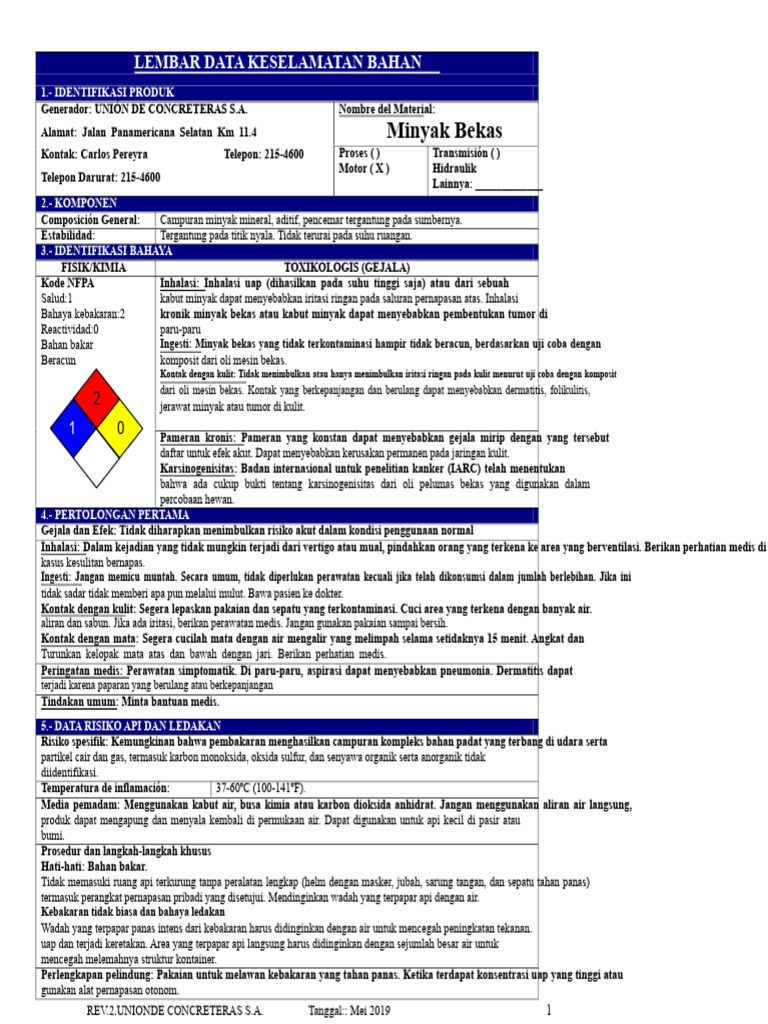 MSDS - 007 - Minyak Bekas | PDF