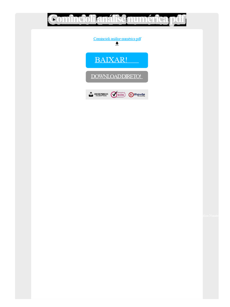 Comincioli Análise Numérica PDF | PDF | Análise numérica | Álgebra