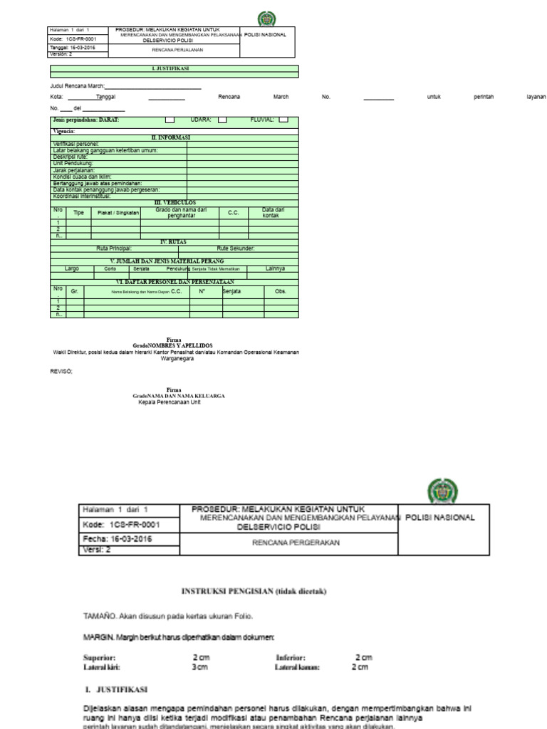 1CS-FR-0001 Rencana Pergerakan | PDF