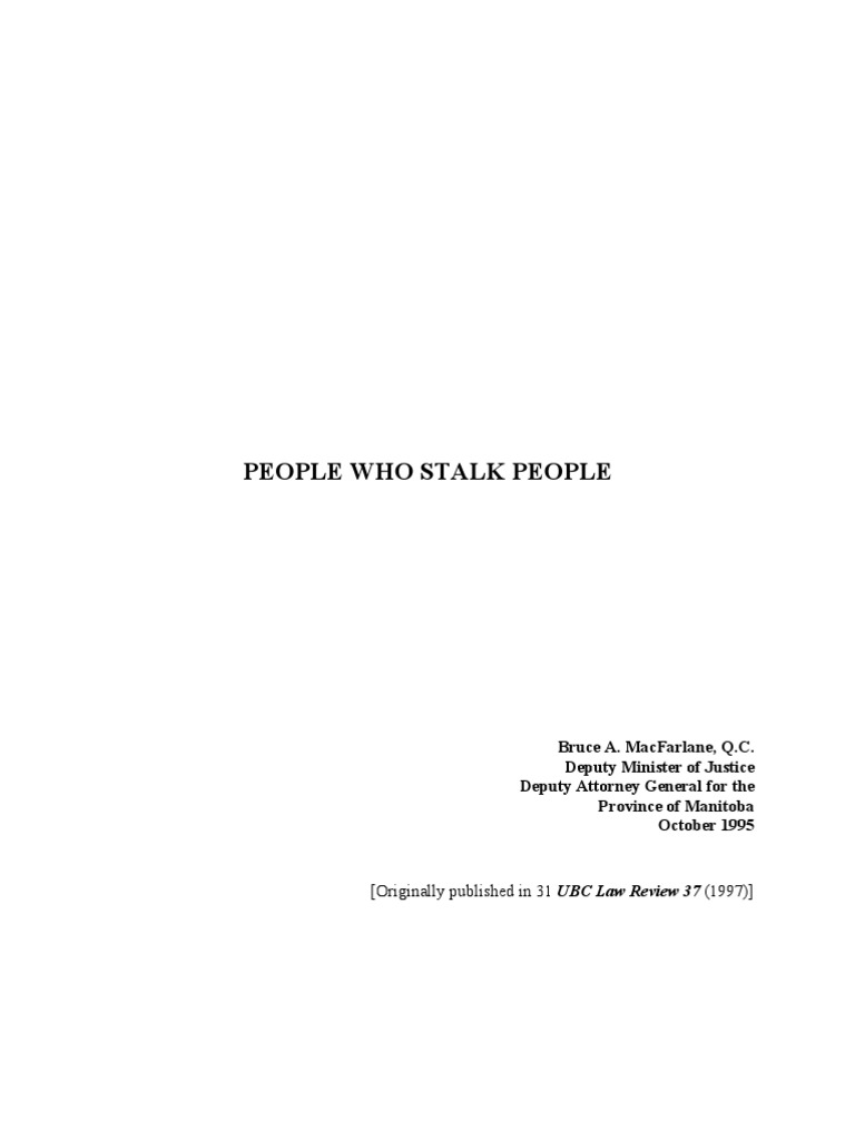 People Who Stalk People - Stalker Profiles and Canadian Law | PDF ...