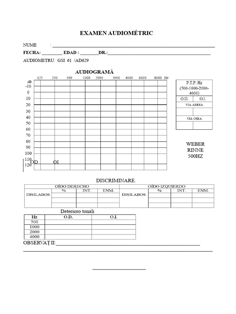Formular Audiometrie | PDF