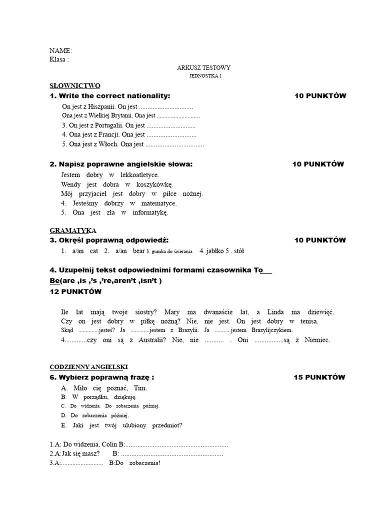 Jednostka 1 SPARK V | PDF